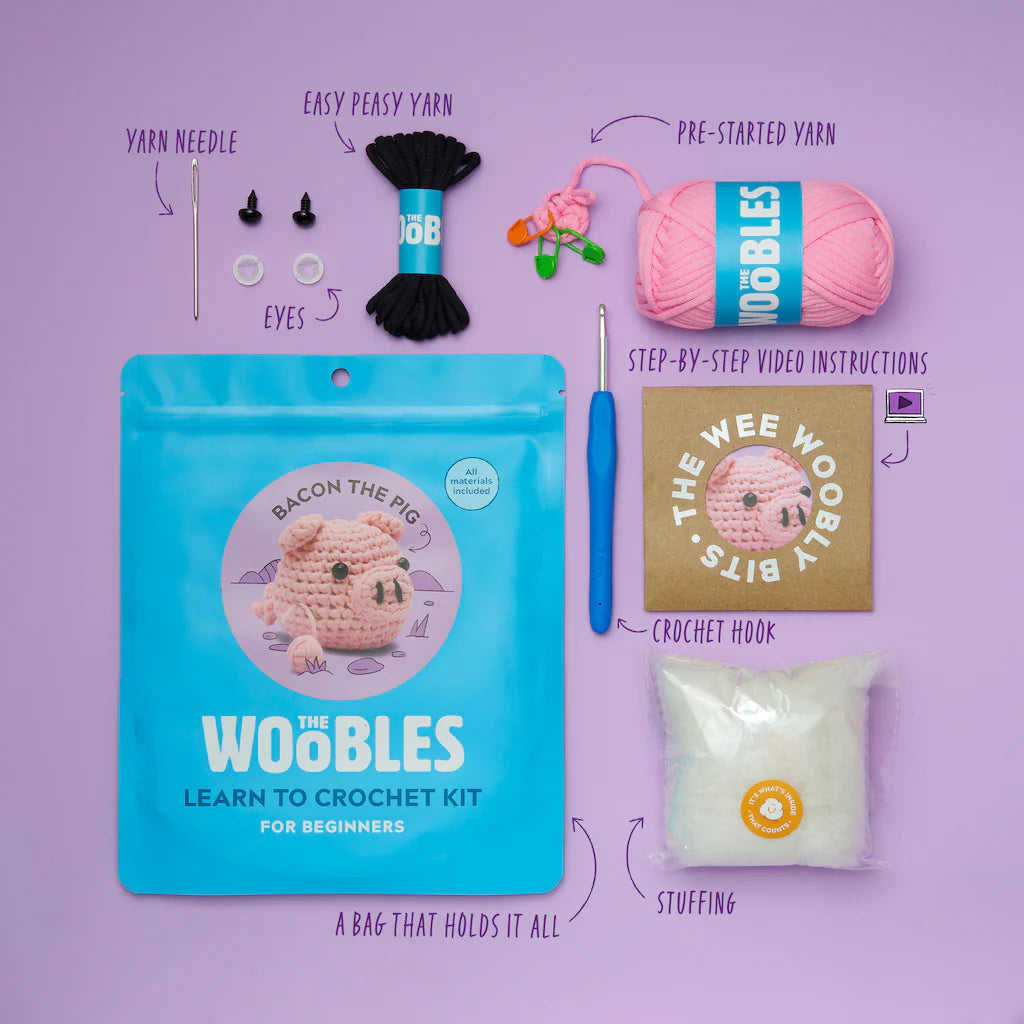 [The Woobles] Bacon the Pig - Learn To Crochet Kit – CHONKY COLLECTIBLES